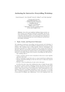 Bournemouth University Research Online [BURO] - Authoring for Interactive Storytelling Workshop.